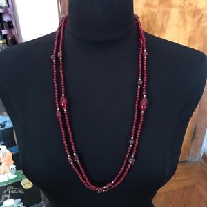 Vintage | Jewelry | Vintage Long Red Beaded Necklace | Poshmark
